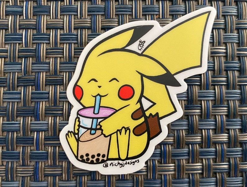 Pikachu Bubble Tea Sticker - Etsy