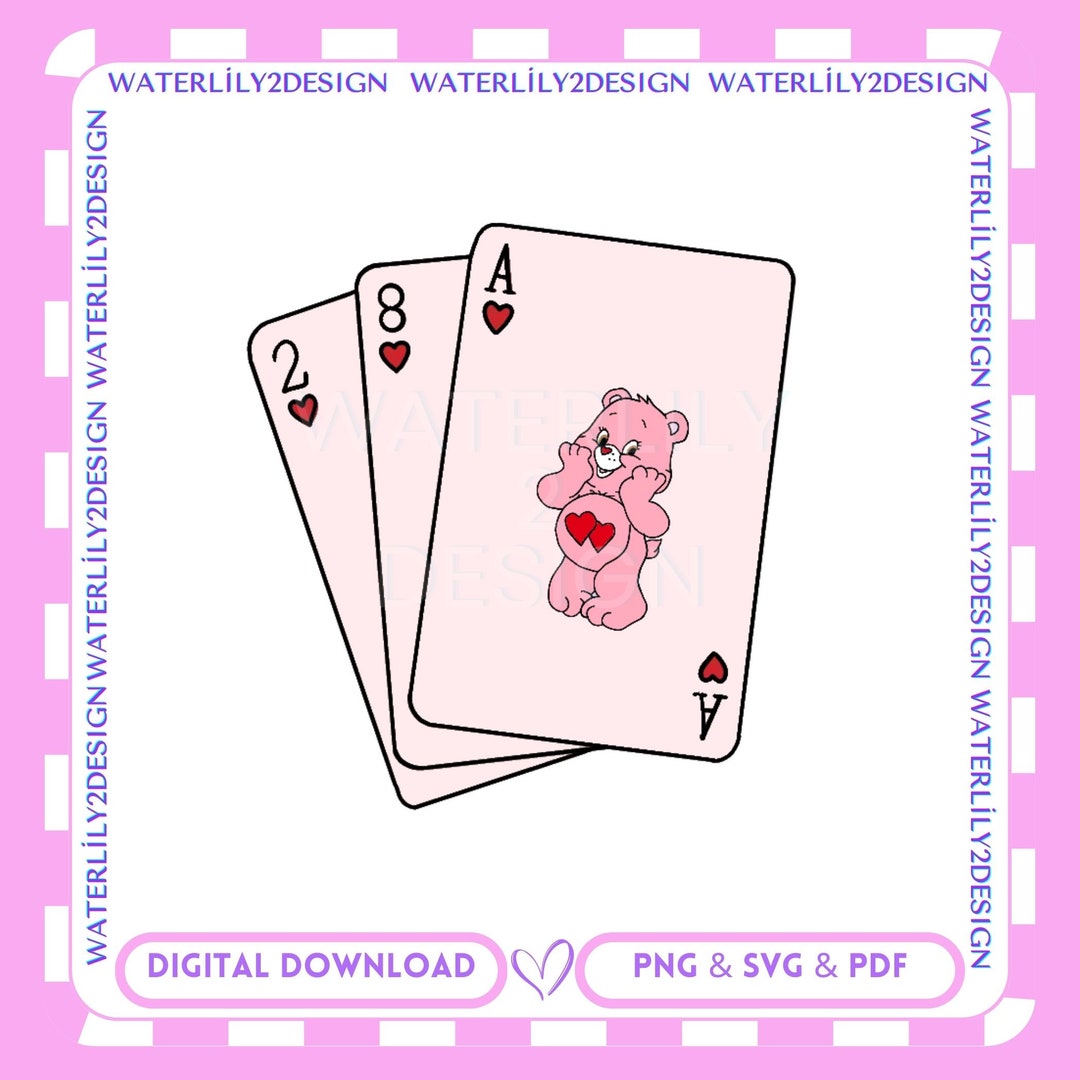 Sweet Pink Bear Card SVG, PNG, PDF File Aesthetic Printable Digital Design Pink and White Bear ...
