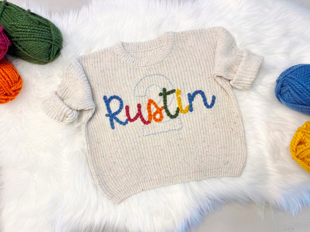 2nd Birthday TWO Sweater Shirt Hand Embroidered Boys Baby Toddler Name ...