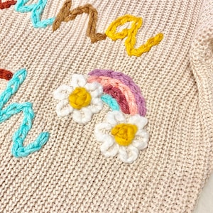 Hand Embroidered Custom Name Baby Sweater, Oversized Personalized Baby ...