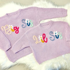 Big Sis Lil Sis Matching Sisters Hand Embroidered Sweaters, Big Sister Little Sister Shirts ...