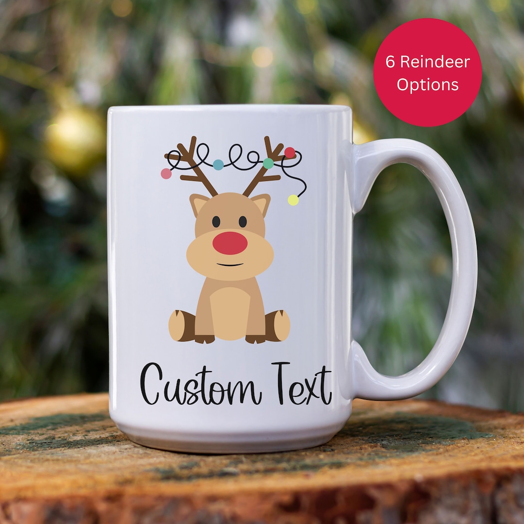 Custom Cute Reindeer Mug Kids Christmas Mug Kids Custom Mug - Etsy