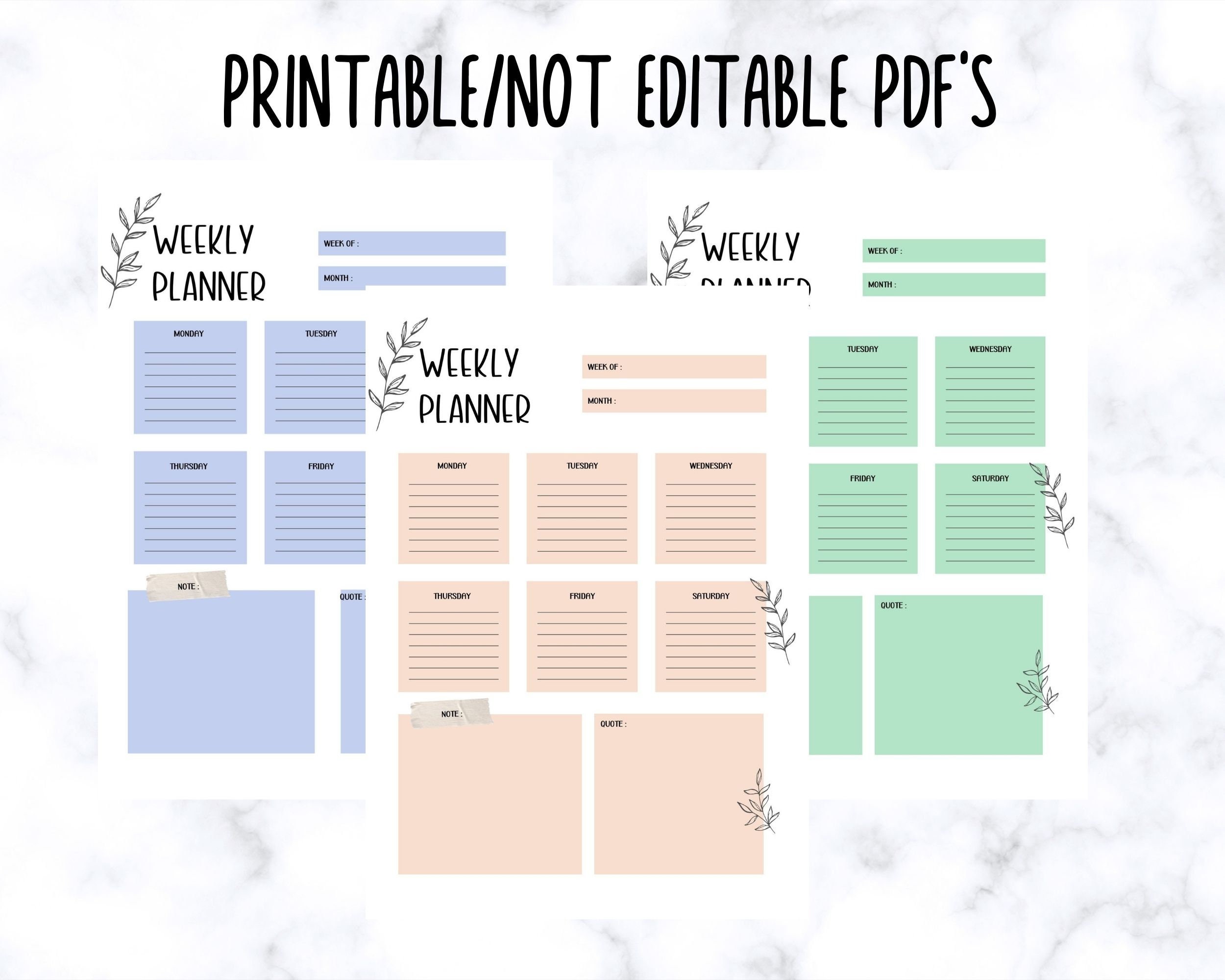 Minimalist Weekly Planner Printable Template, Weekly Printable Planner ...