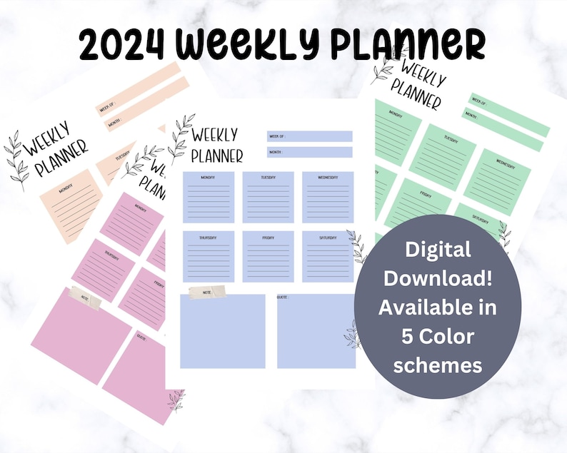 Minimalist Weekly Planner Printable Template, Weekly Printable Planner ...