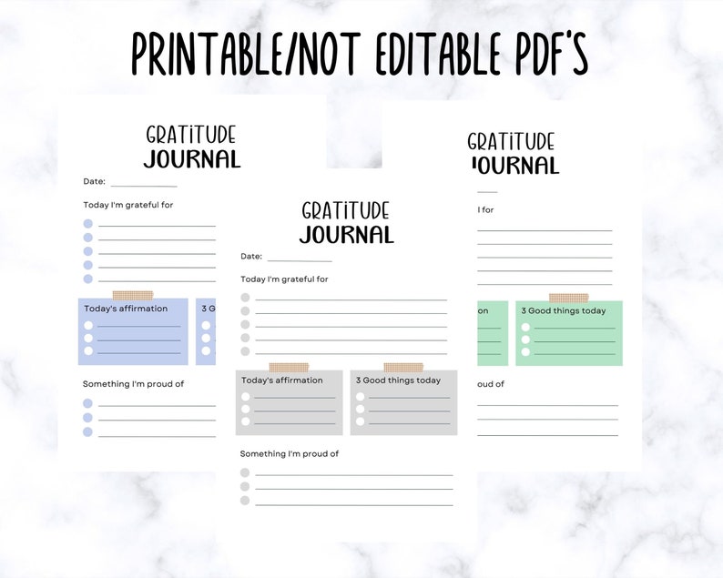 Daily Gratitude Journal Printable: Happiness Diary Template (PDF) - Etsy