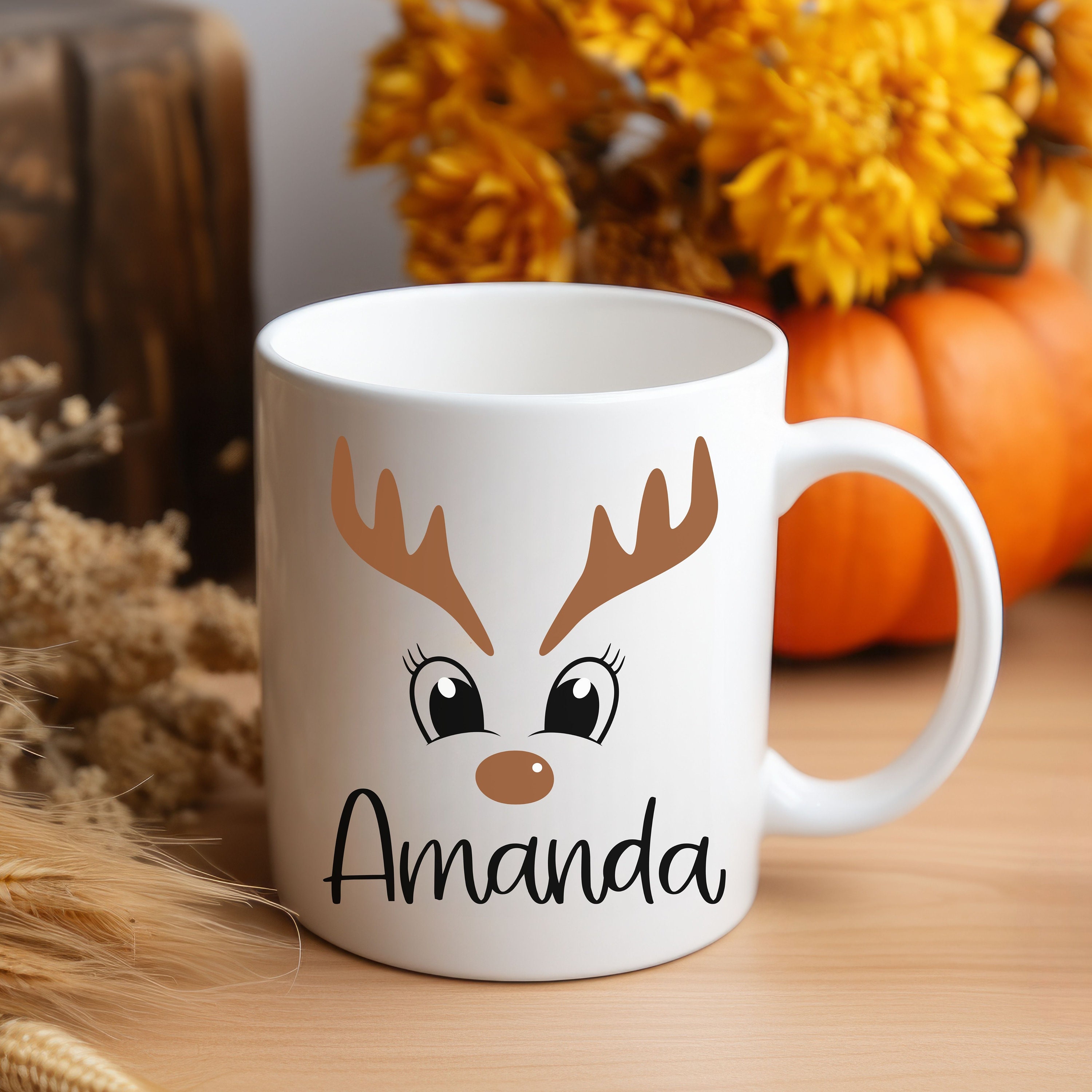 Personalized Reindeer Mug: Kids Christmas Cocoa Mug - Etsy