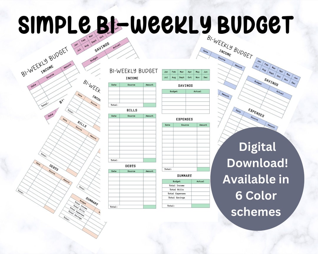 Bi-weekly Budget Planner Printable: A4 A5 Letter Sizes (digital ...