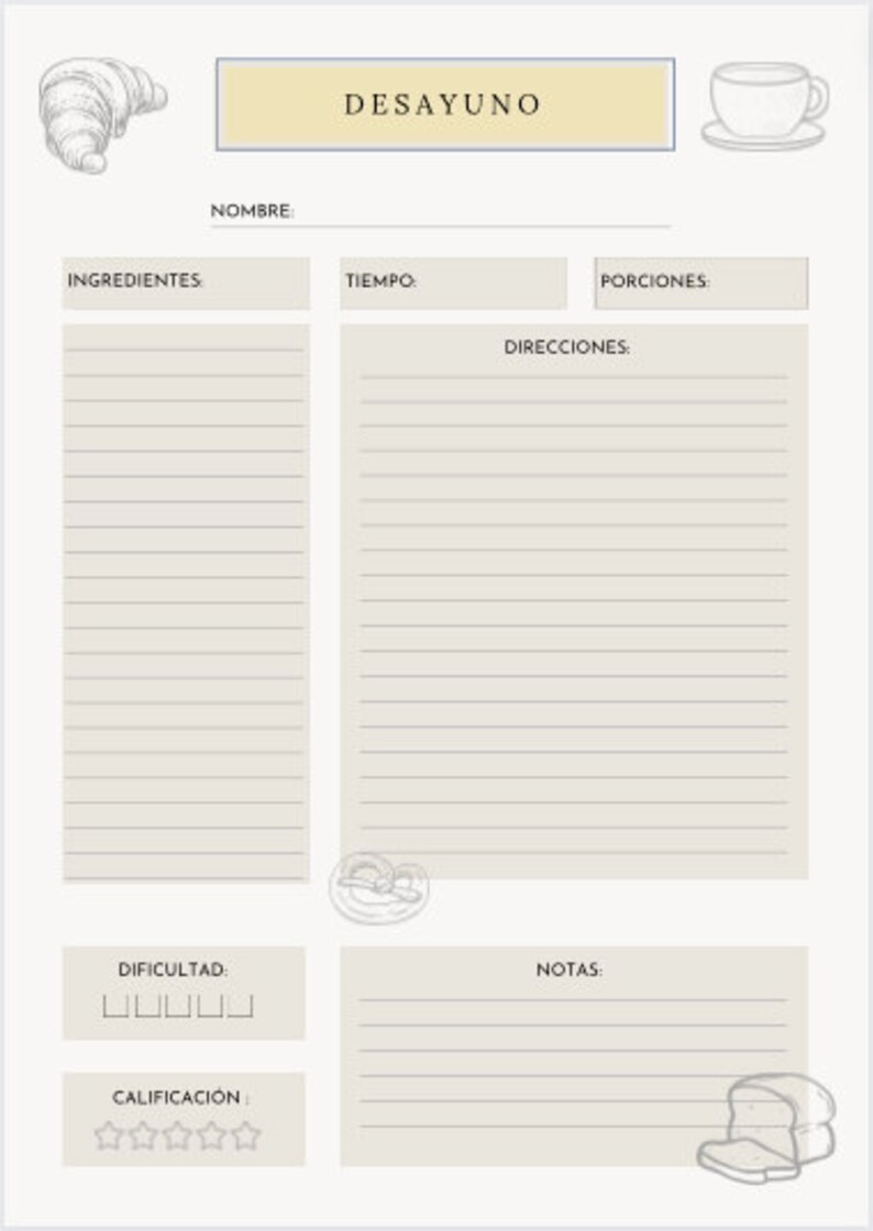 Mi Libro De Recetas, Digital , Template, Libro De Cocina Personal ...