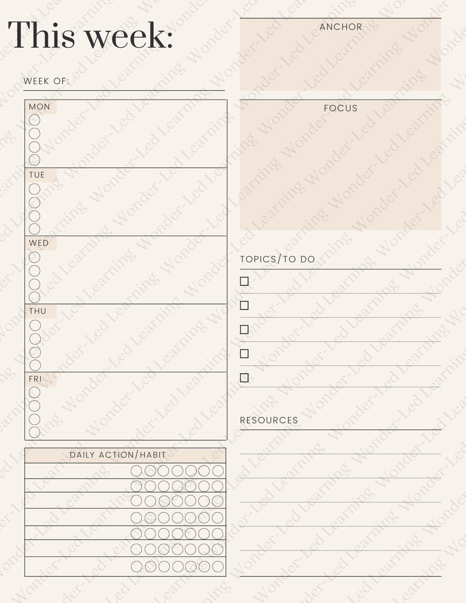 Weekly Homeschool Digital Planner, Homeschool Digital Planner, Weekly ...