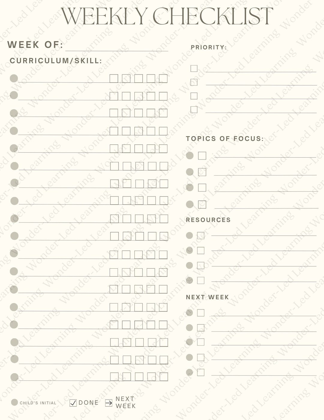 Homeschool Weekly Checklist, Homeschool Planner, Homeschool Planner ...