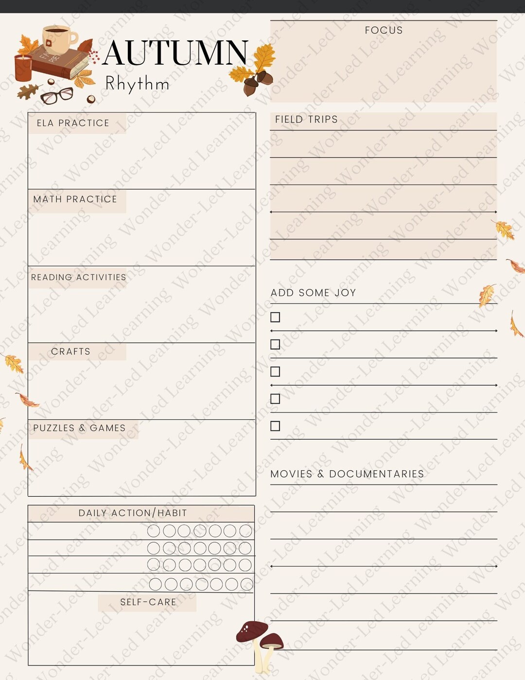 Autumn Homeschool Rhythm Planner, Digital Planner, Fall School Planner ...