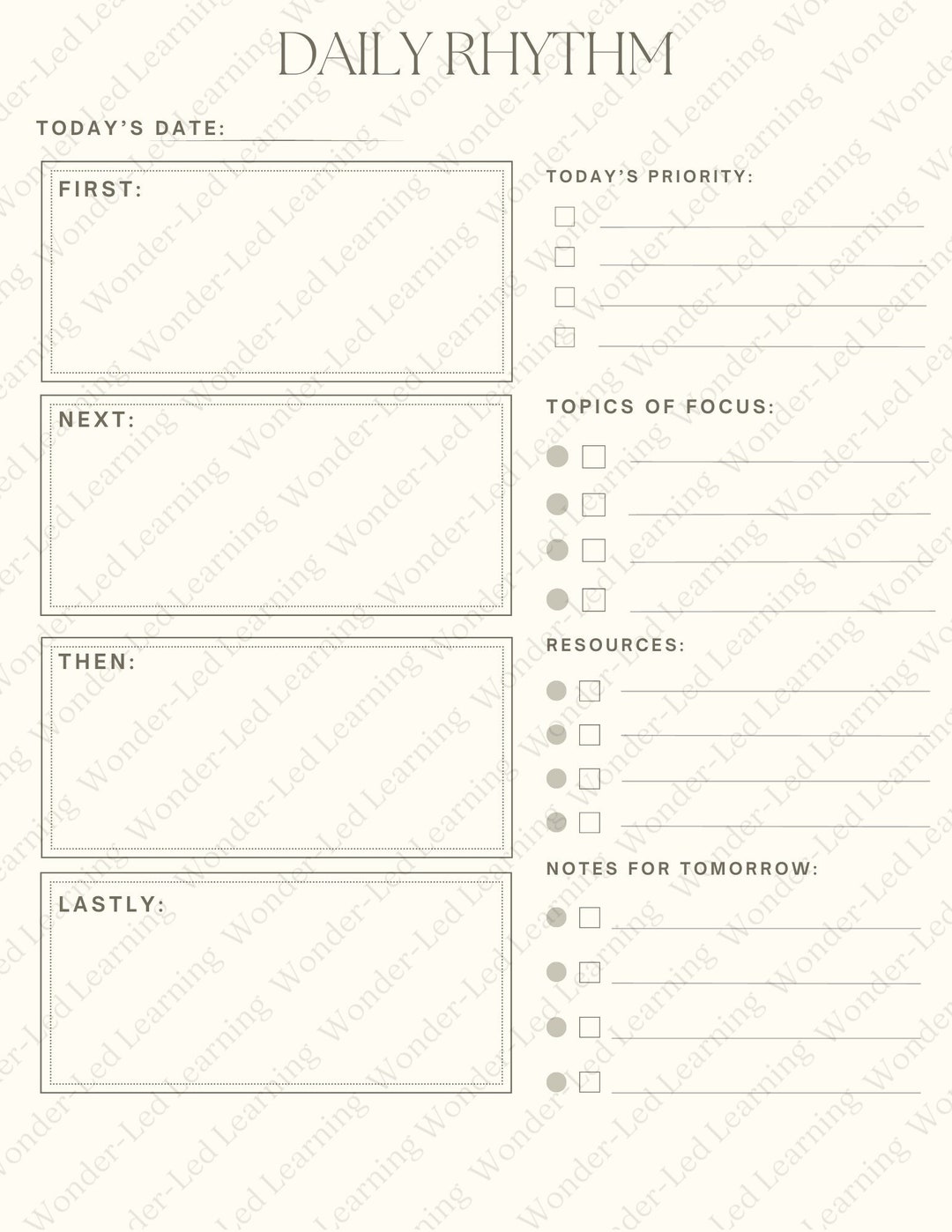 Daily Rhythm Digital Planning Page, Digital Planner, Homeschool Digital ...