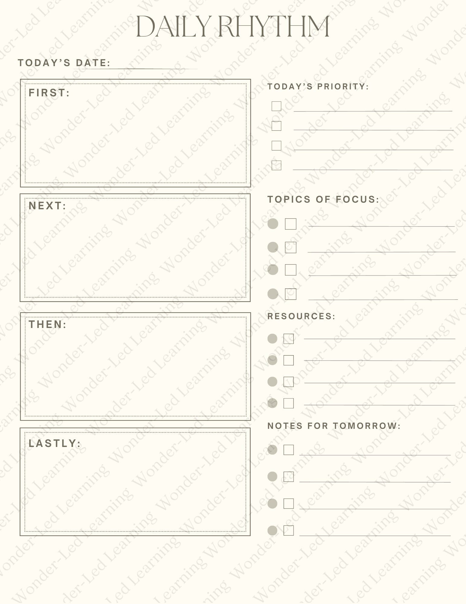 Daily Rhythm Digital Planning Page, Digital Planner, Homeschool Digital ...