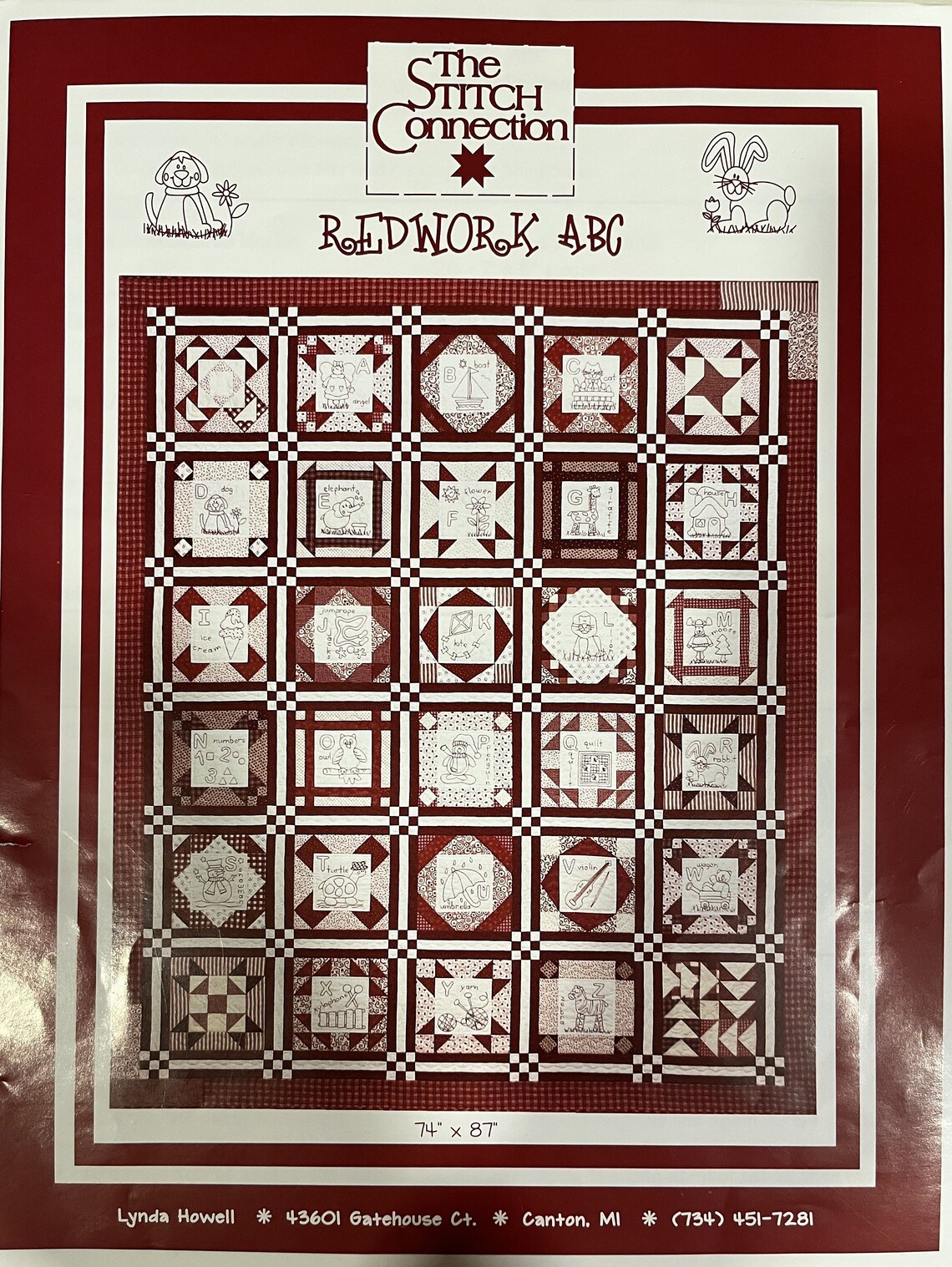Vintage Redwork ABC Alphabet Sampler Quilt Pattern the Stitch ...