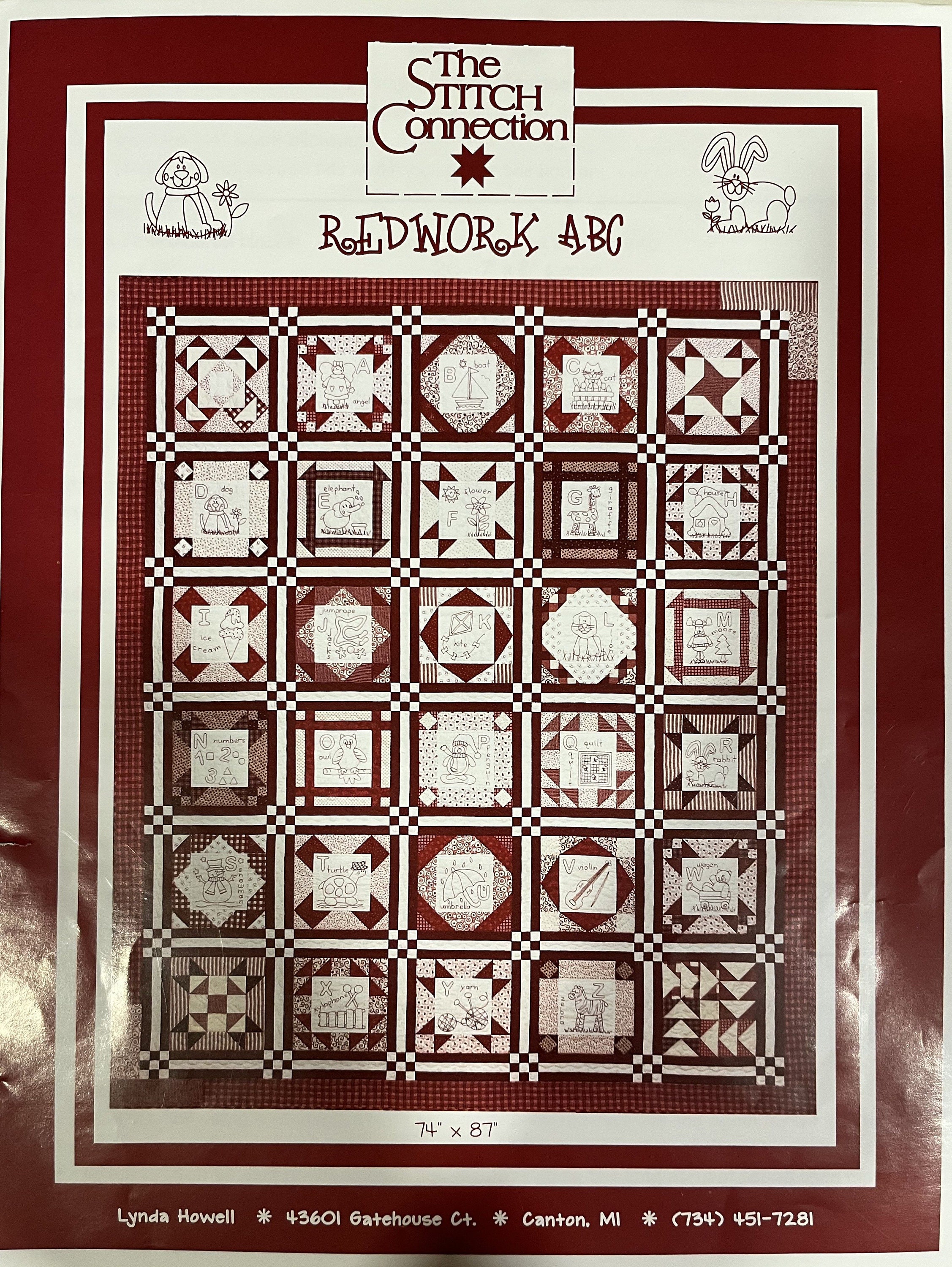 Vintage Redwork ABC Alphabet Sampler Quilt Pattern the Stitch ...