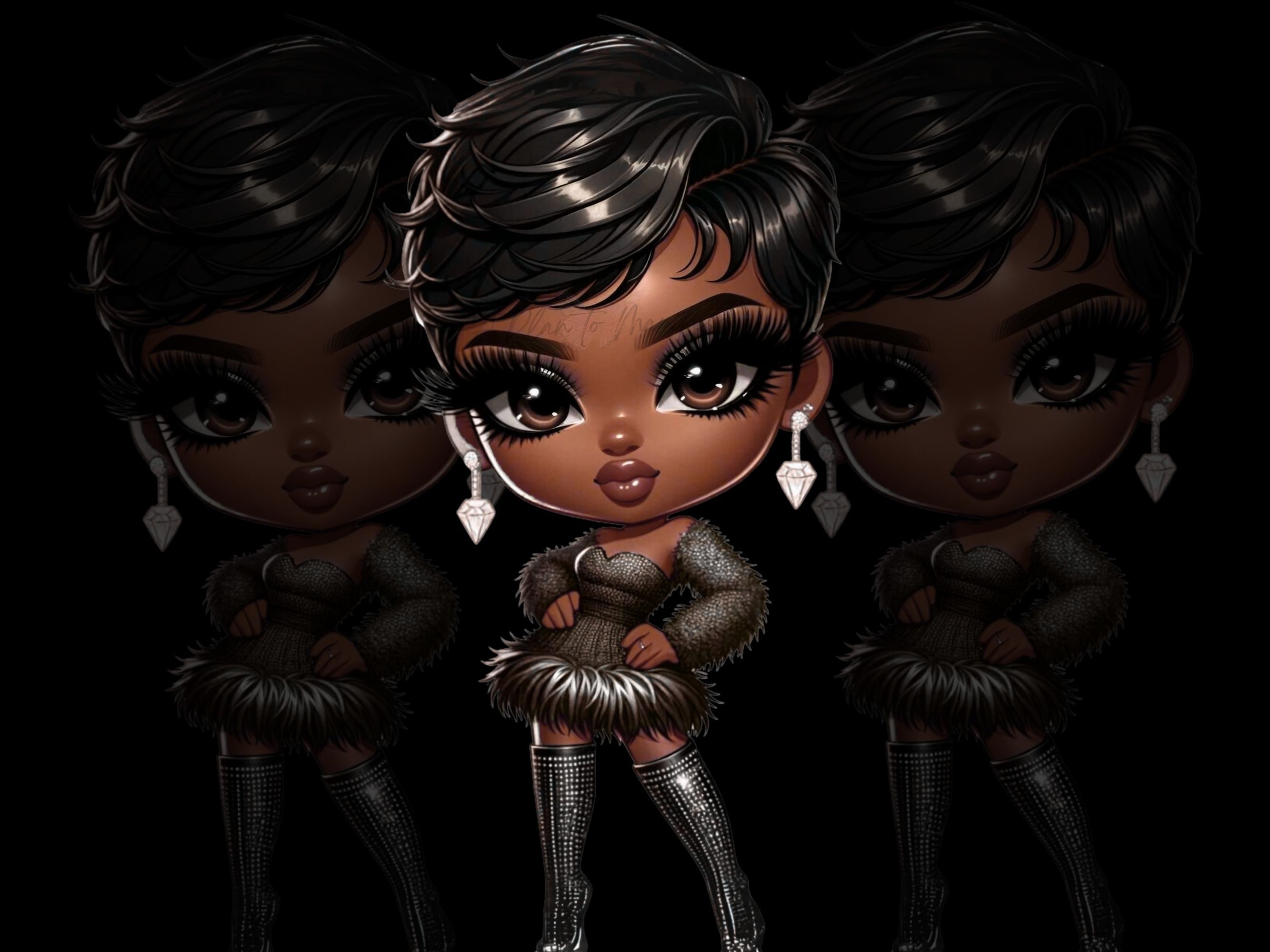 Glam Chibi Doll Clipart Digital Stickers Glam Clipart Digi Doll Bundle ...