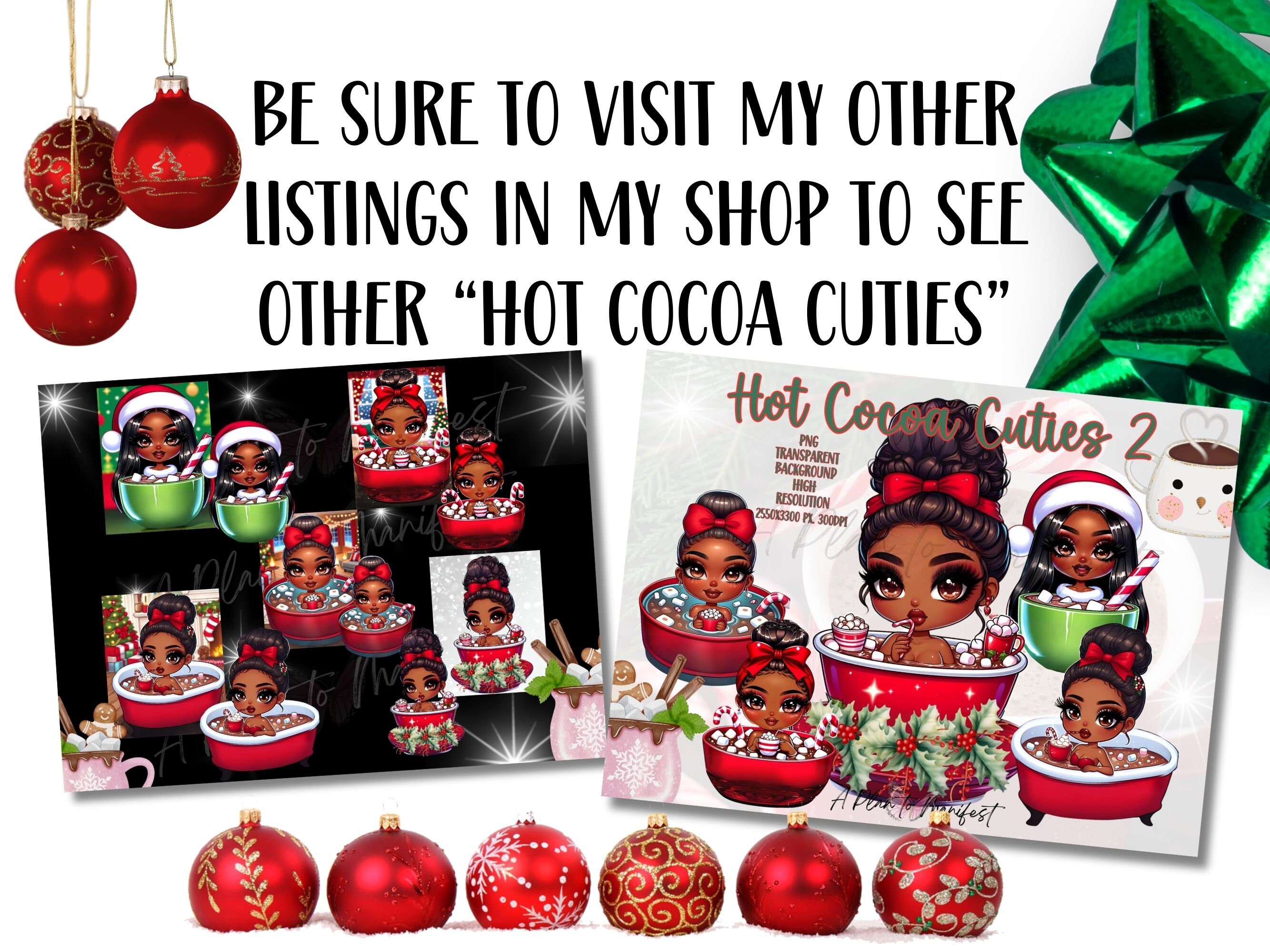 Holiday Black Chibi Doll PNG Chibi Chrismas Clipart PNG African ...