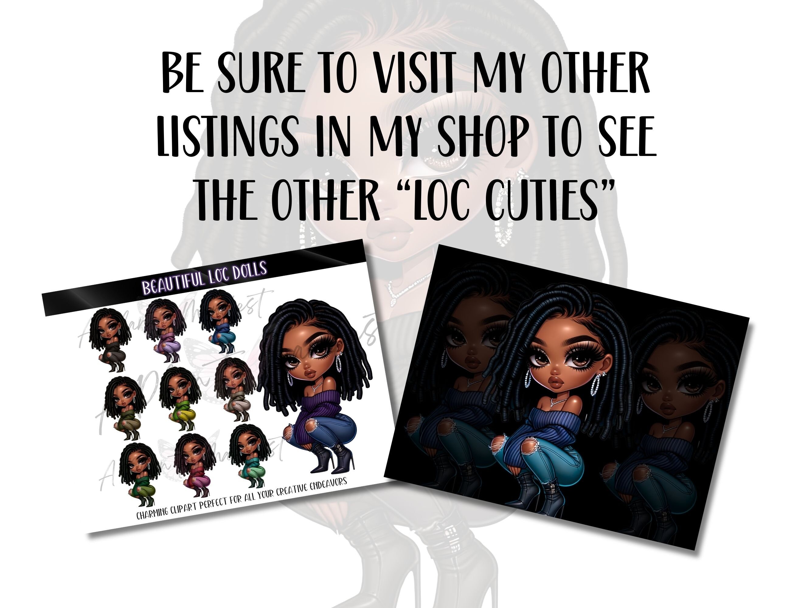 Chibi Digi Doll With Locs Loc'd Clipart African American Chibi Doll ...
