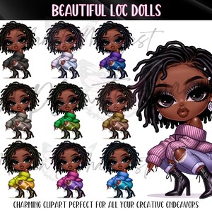 Chibi Digi Doll With Locs Loc'd Clipart African American Chibi Doll ...