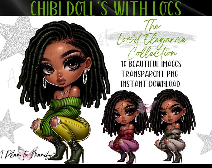 Chibi Clipart Doll Bundle Glam Chibi Doll Clipart Chibi Dolls Clipart ...