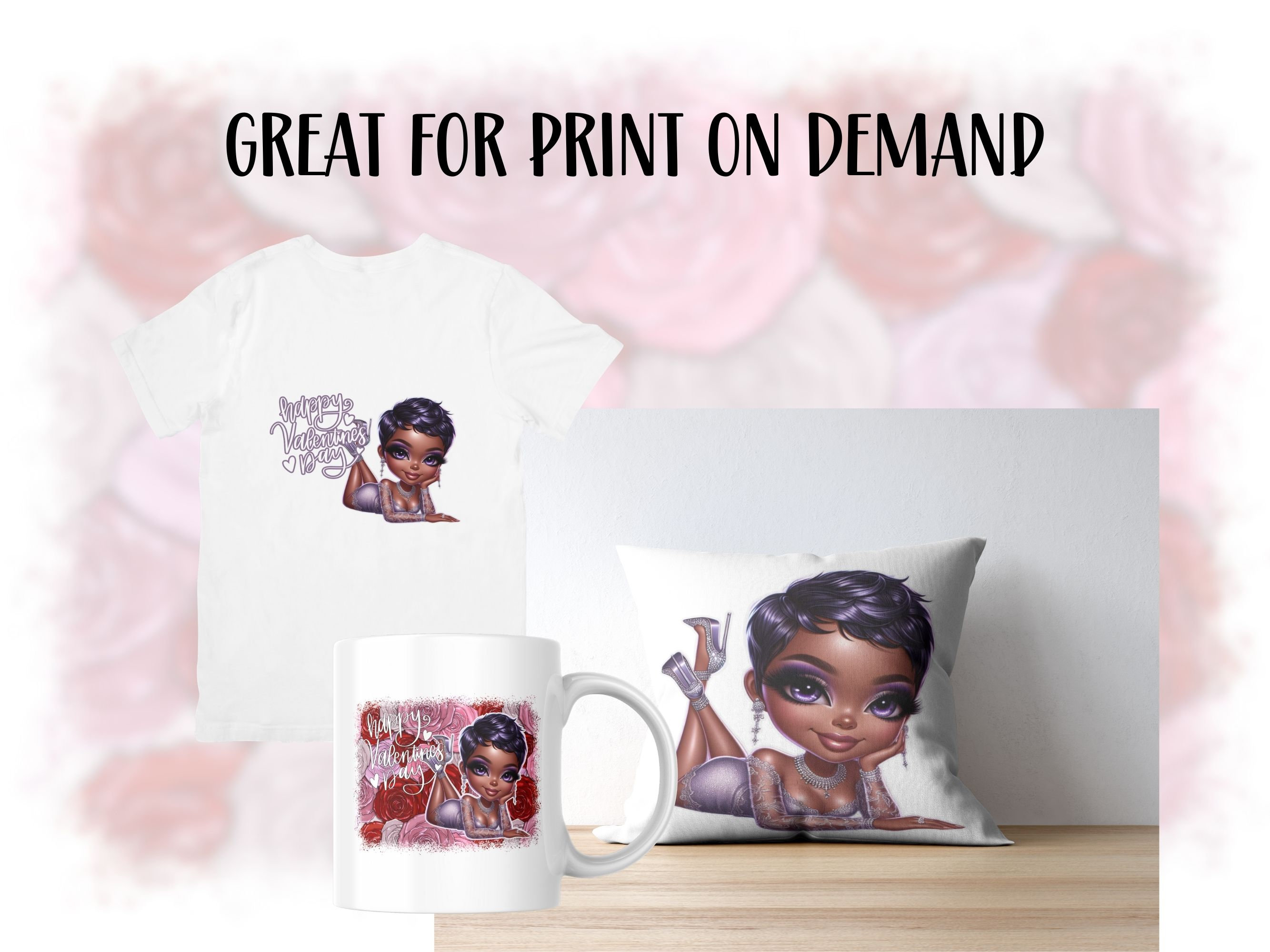 Chibi Valentine PNG Bundle Chibi PNG for Shirts Black Girl Chibi ...