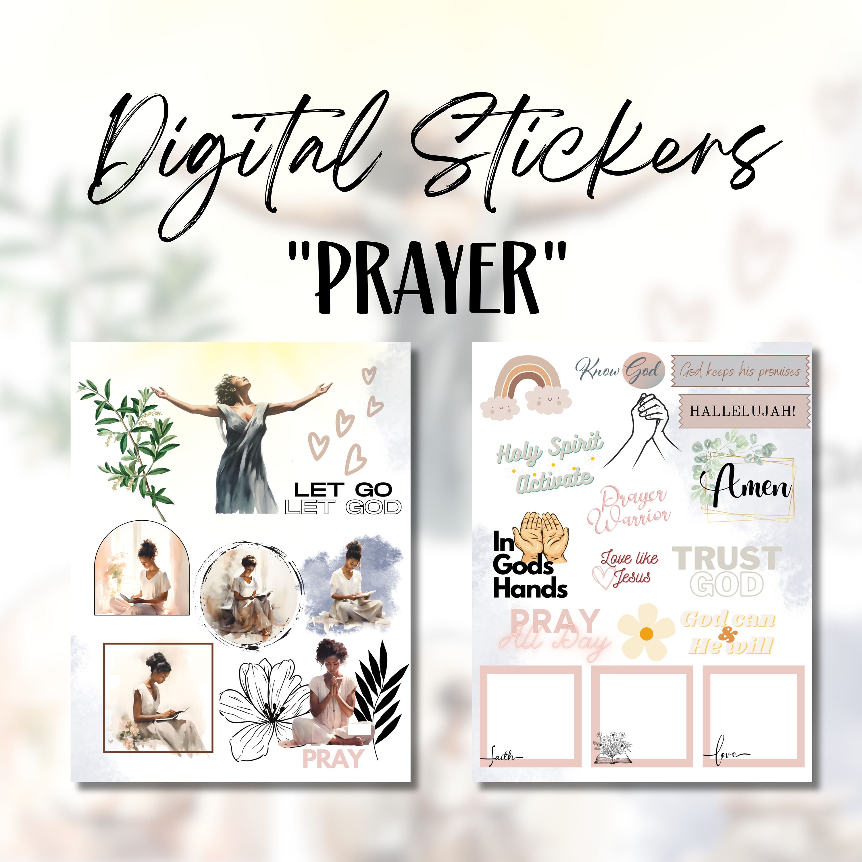 DIGITAL PRAYER STICKERS Transparent Sticker Sheet for Goodnotes Faith ...