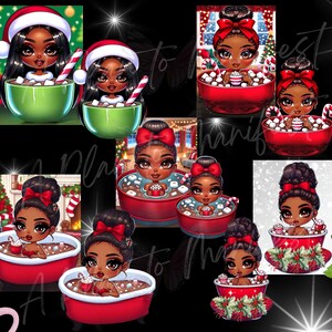 Hot Cocoa Mug Chibi Doll Clipart Chibi Chrismas PNG African American ...