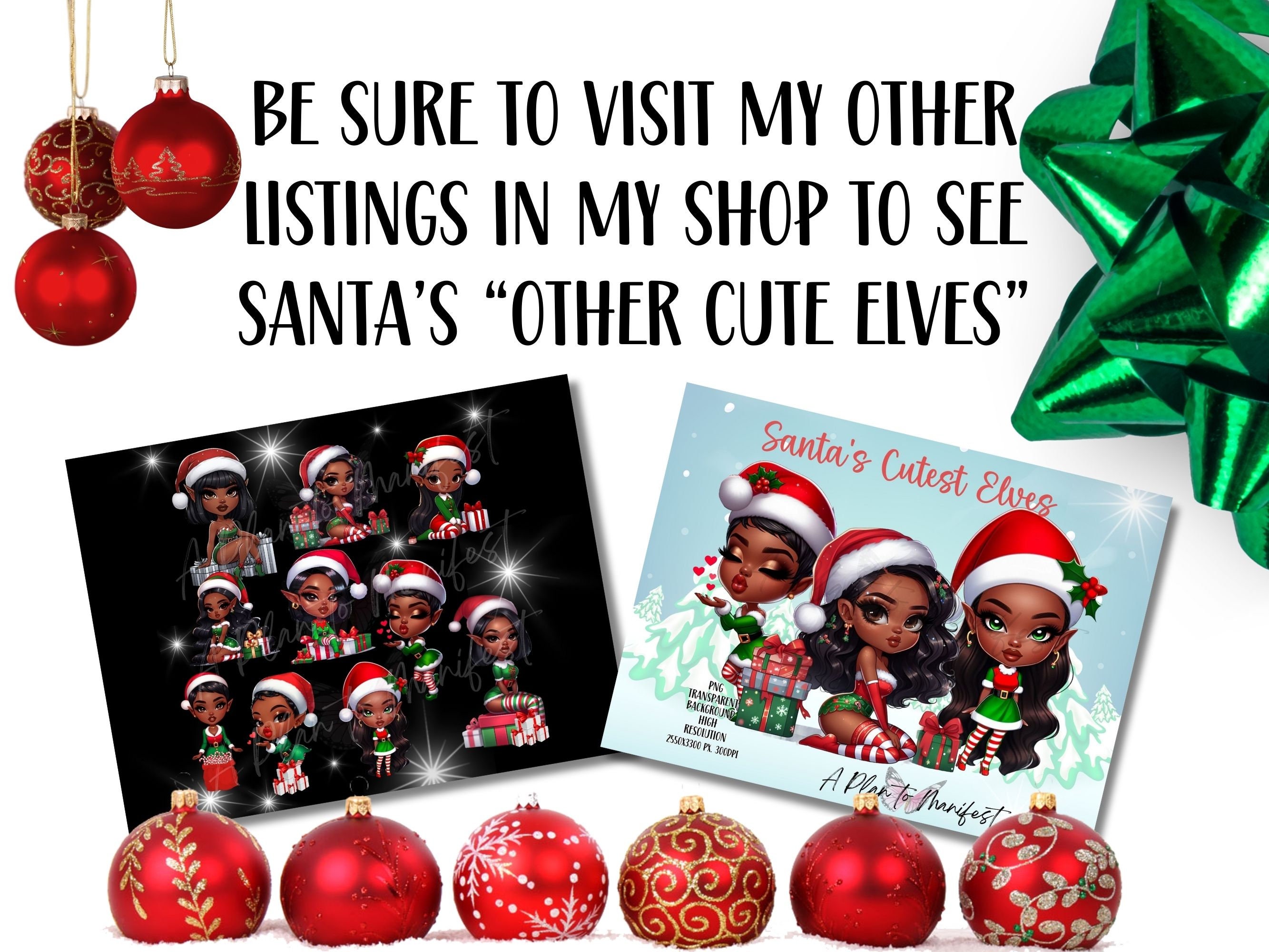 Black Chibi Christmas Elves Girl Elve Clipart Xmas Chibi PNG for Xmas ...