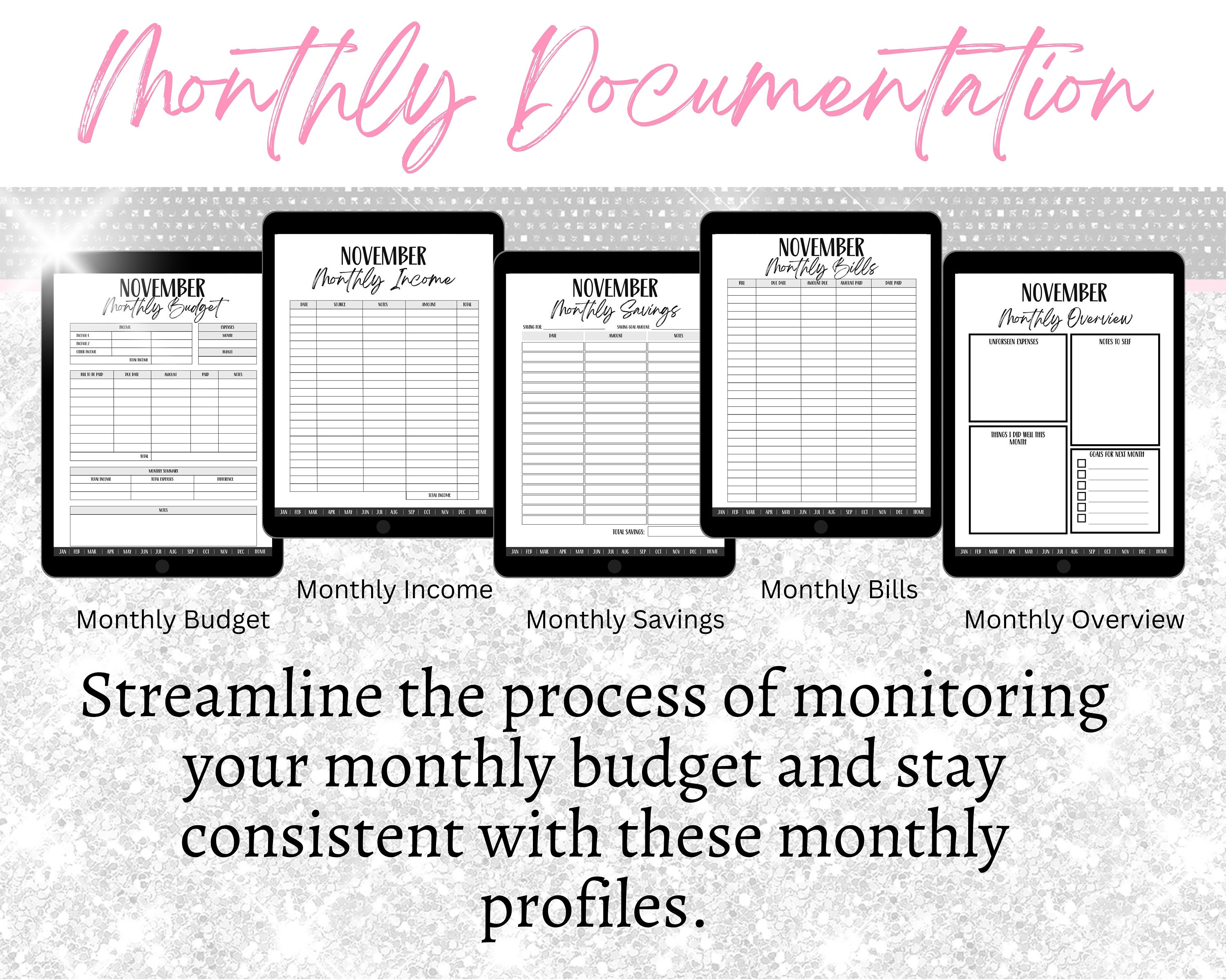 DIGITAL BUDGET PLANNER Monthly Planner Hyperlinked Budget Planner ...
