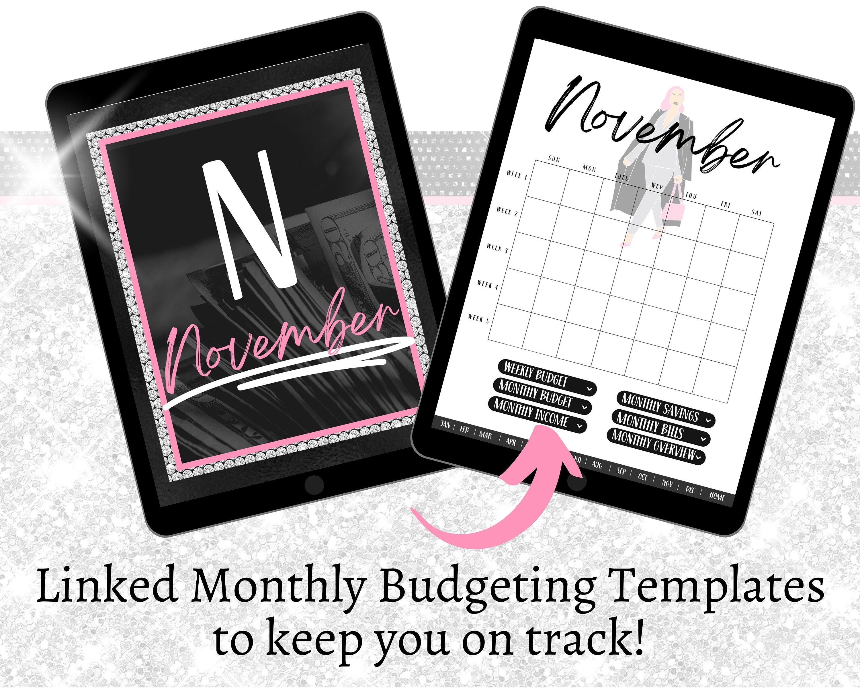DIGITAL BUDGET PLANNER Budget Tracker Digital Stickers Monthly Planner ...