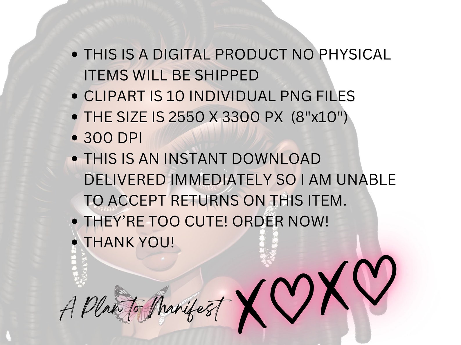 Loc'd Clipart African American Chibi Doll Dreadlock Chibi PNG Melanin ...