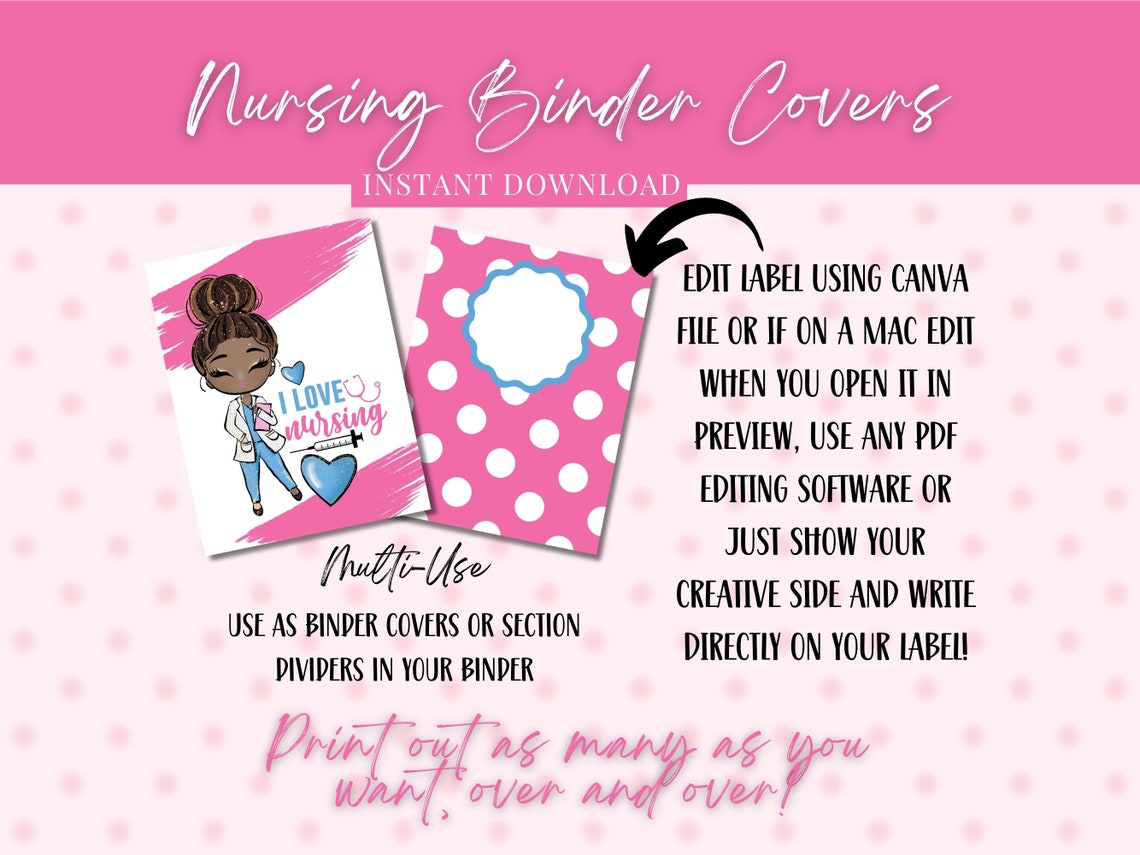 PRINTABLE BINDER COVERS Print at Home Cover for Binder Nursing Students ...