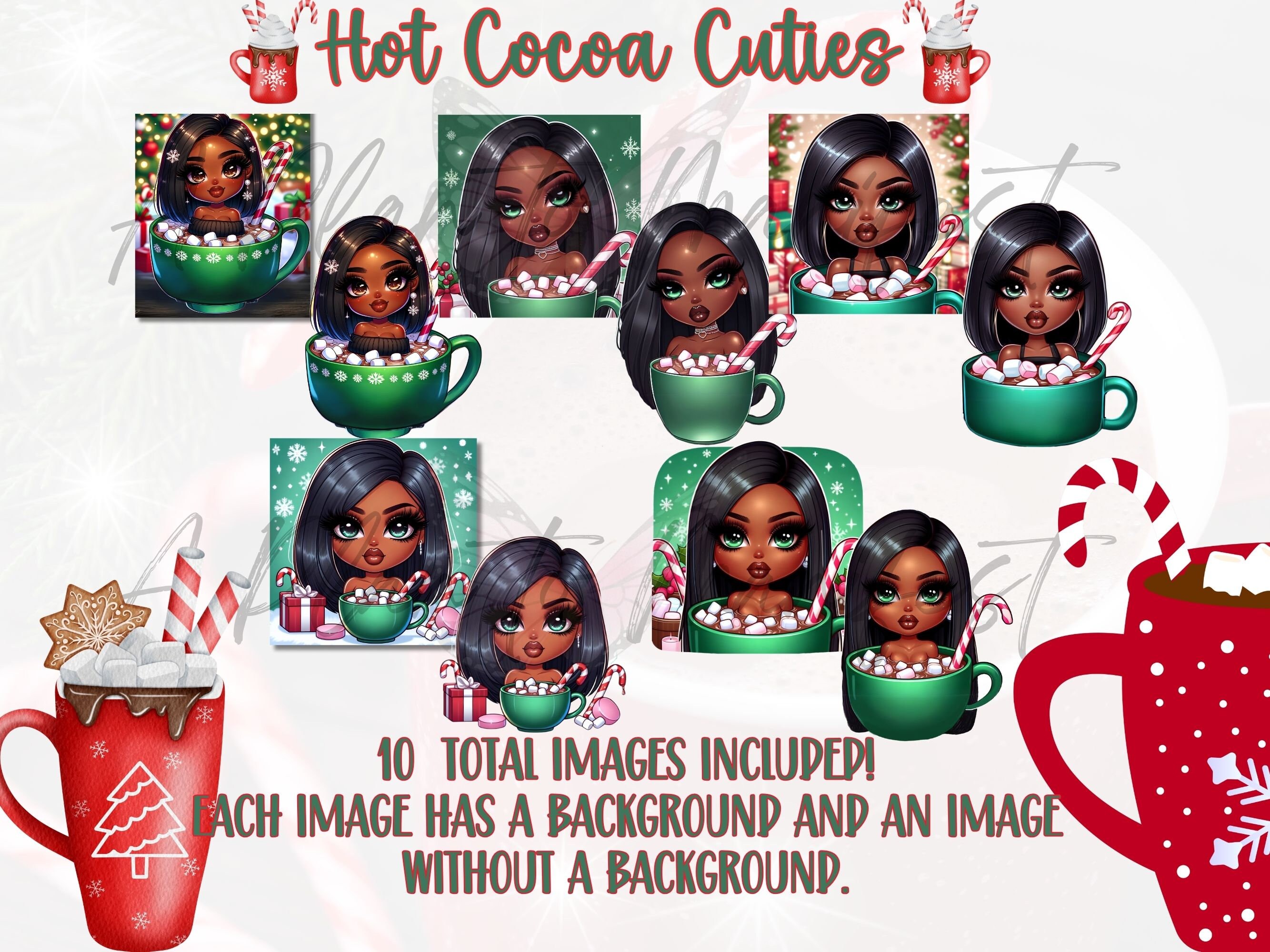Holiday Black Chibi Doll PNG Chibi Chrismas Clipart PNG African ...