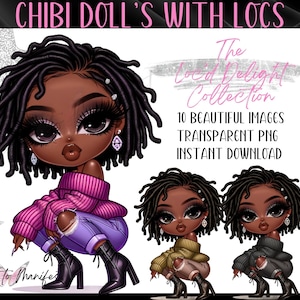 Chibi Digi Doll With Locs Loc'd Clipart African American Chibi Doll ...