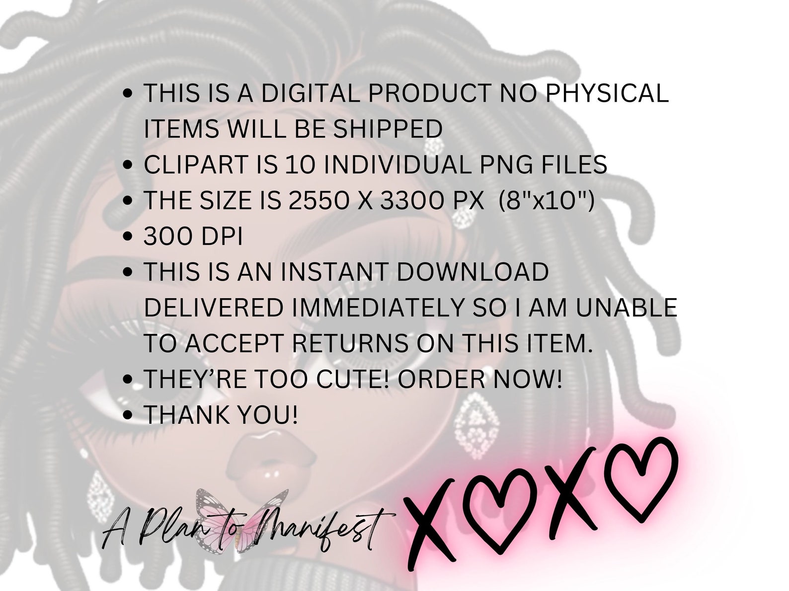 Chibi Digi Doll With Locs Loc'd Clipart African American Chibi Doll ...