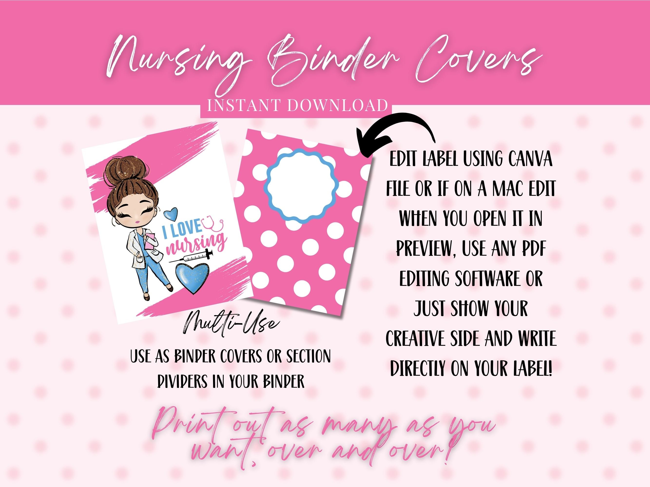 PRINTABLE BINDER COVERS Print at Home Cover for Binder Nursing Students ...