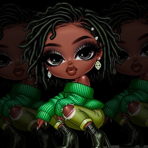 Chibi Digi Doll With Locs Loc'd Clipart African American Chibi Doll ...