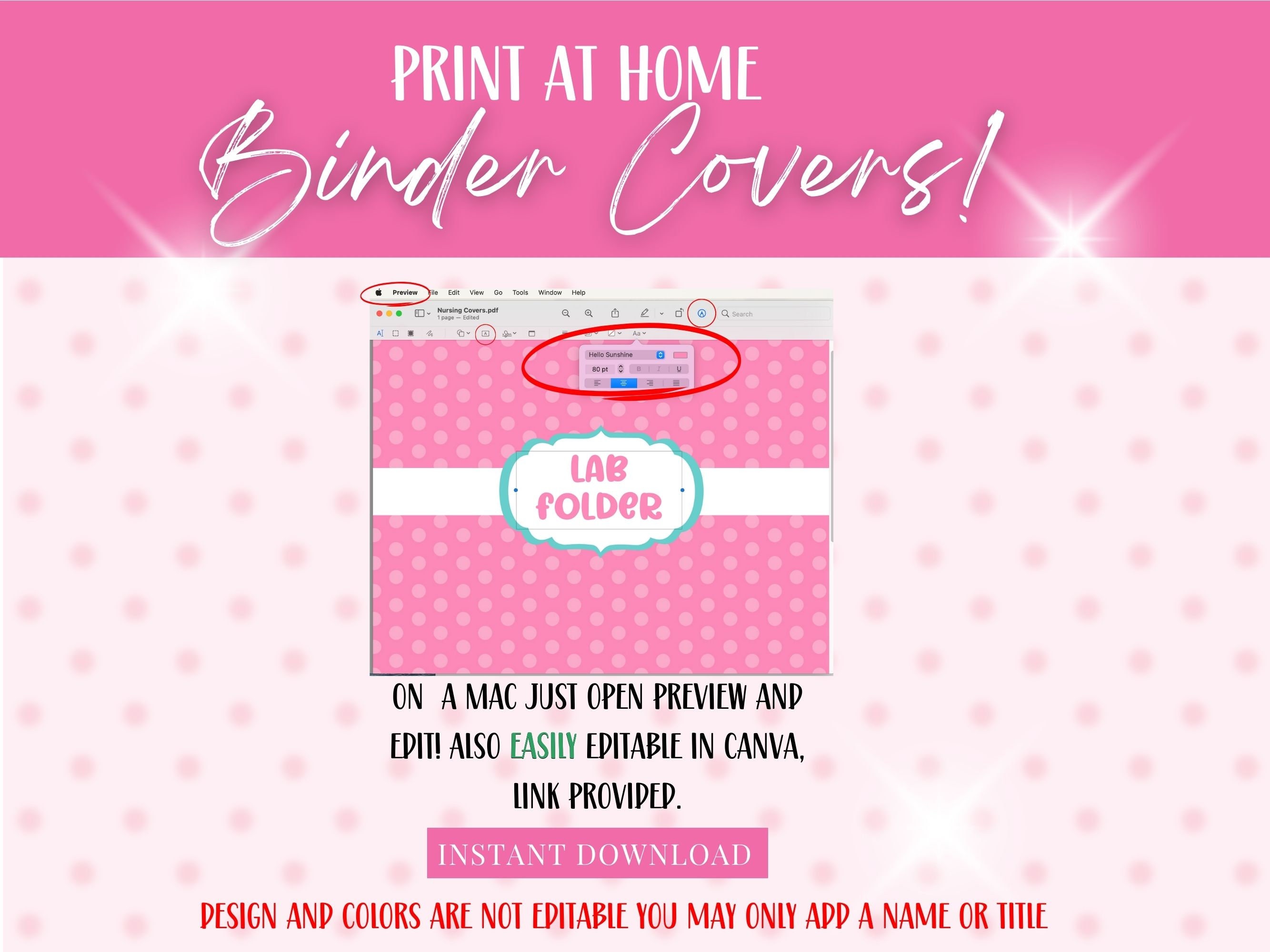 PRINTABLE BINDER COVERS Print at Home Cover for Binder Nursing Students ...