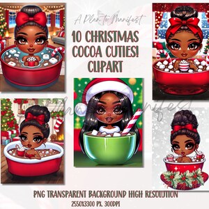 Hot Cocoa Mug Chibi Doll Clipart Chibi Chrismas PNG African American ...