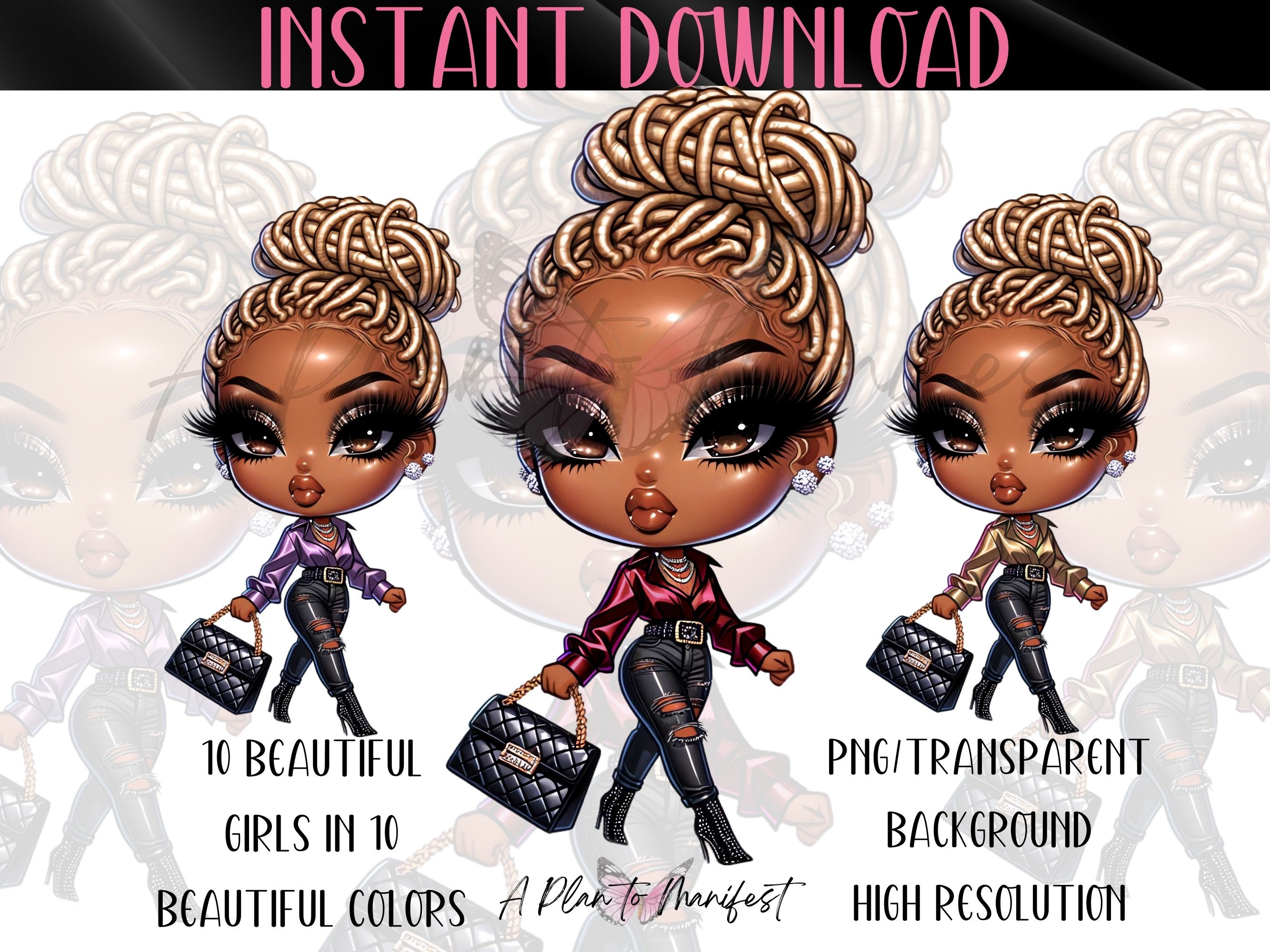 Locd Clipart African American Chibi Doll Dreadlock Chibi PNG Afro Chibi ...