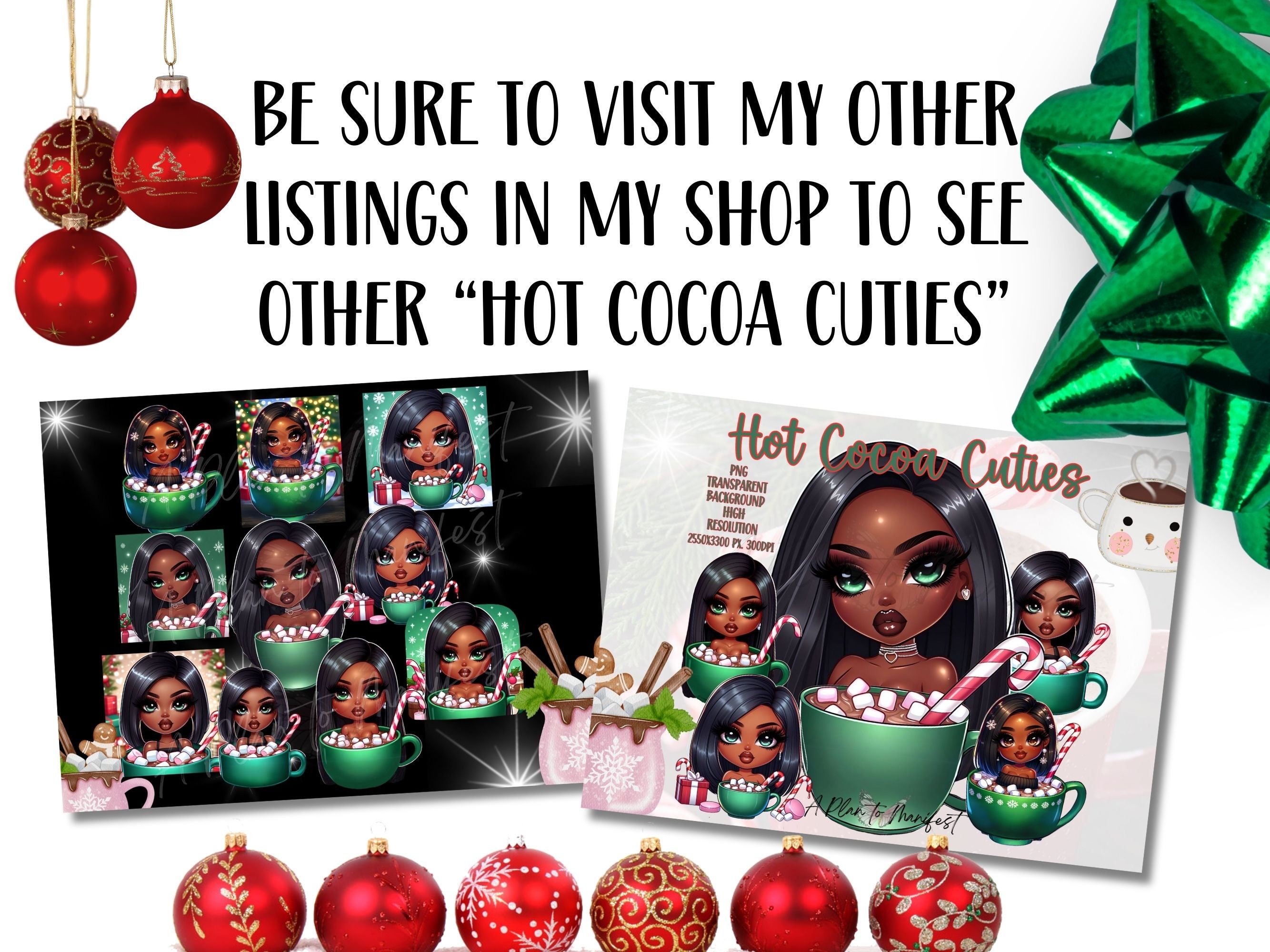 Hot Cocoa Mug Chibi Doll Clipart Chibi Chrismas PNG African American ...