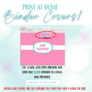 PRINTABLE BINDER COVERS Print at Home Cover for Binder Nursing Students ...