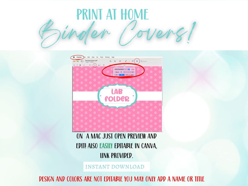 PRINTABLE BINDER COVERS Print at Home Cover for Binder Nursing Students ...