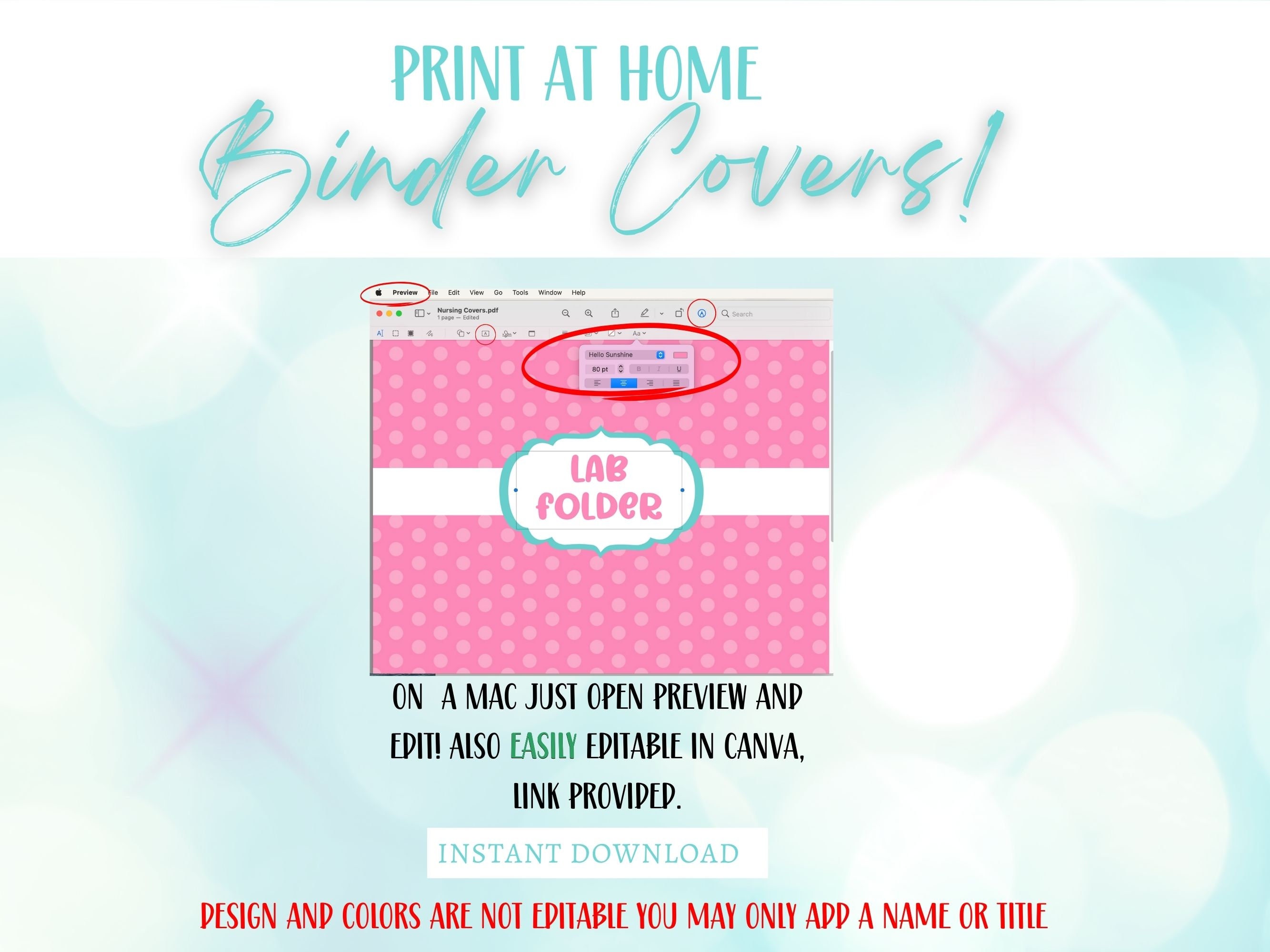 PRINTABLE BINDER COVERS Print at Home Cover for Binder Nursing Students ...