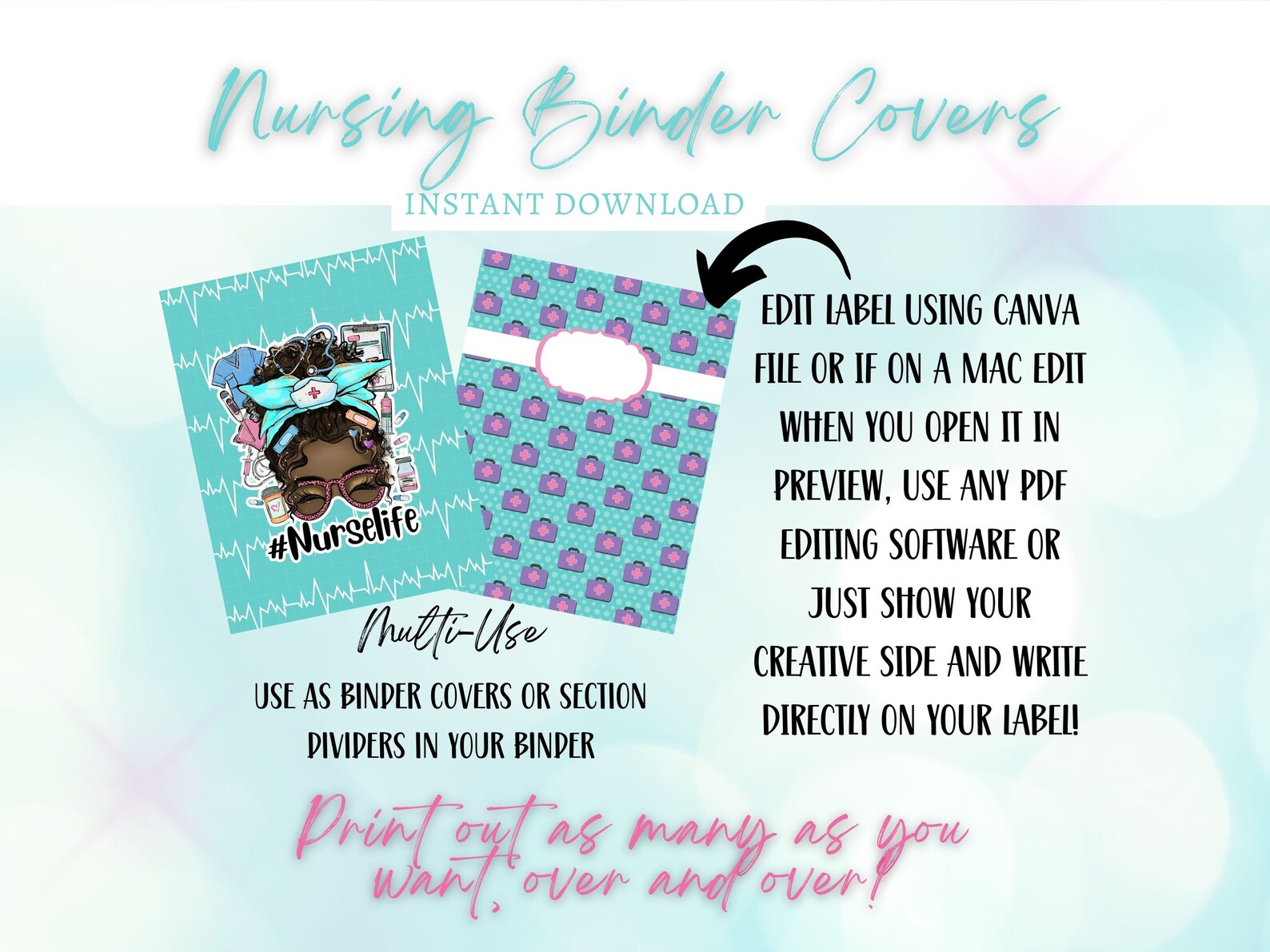 PRINTABLE BINDER COVERS Print at Home Cover for Binder Nursing Students ...