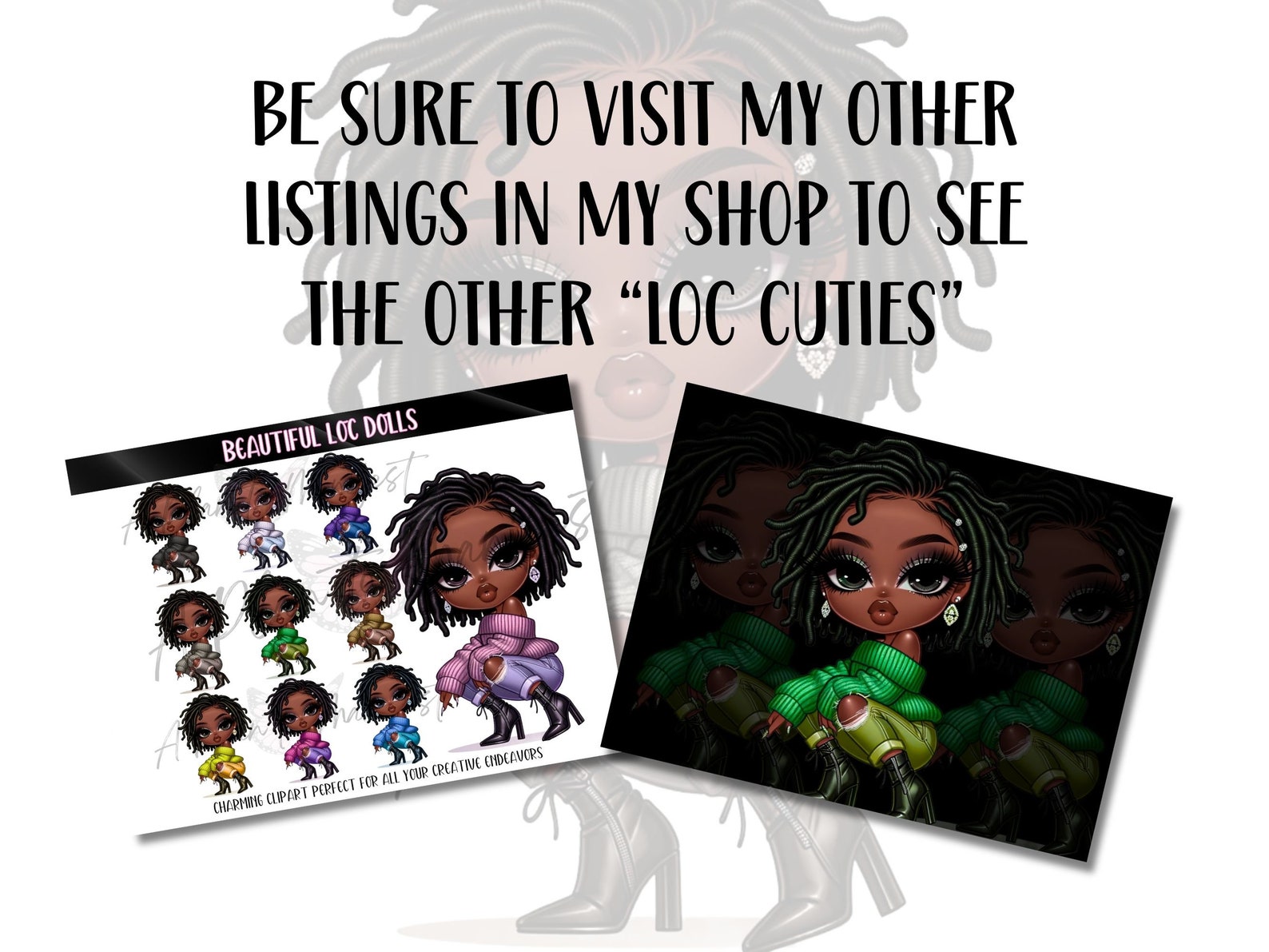 Loc'd Clipart African American Chibi Doll Dreadlock Chibi PNG Melanin ...
