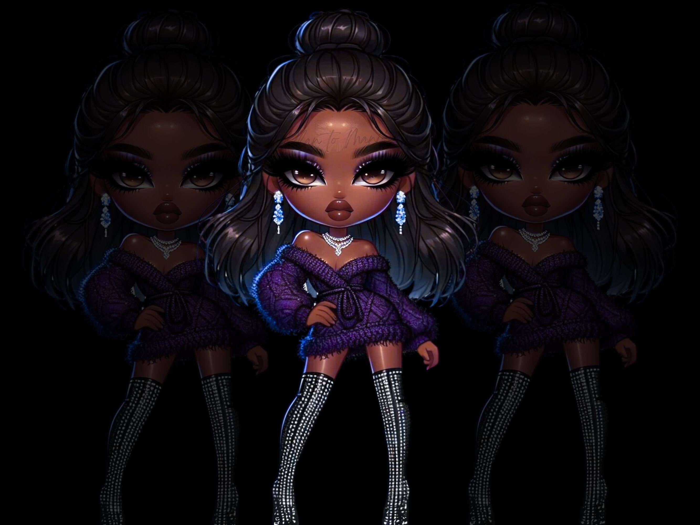 Glam Chibi Doll Clipart Digital Stickers Glam Clipart Digi Doll Bundle ...