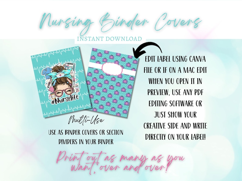PRINTABLE BINDER COVERS Print at Home Cover for Binder Nursing Students ...