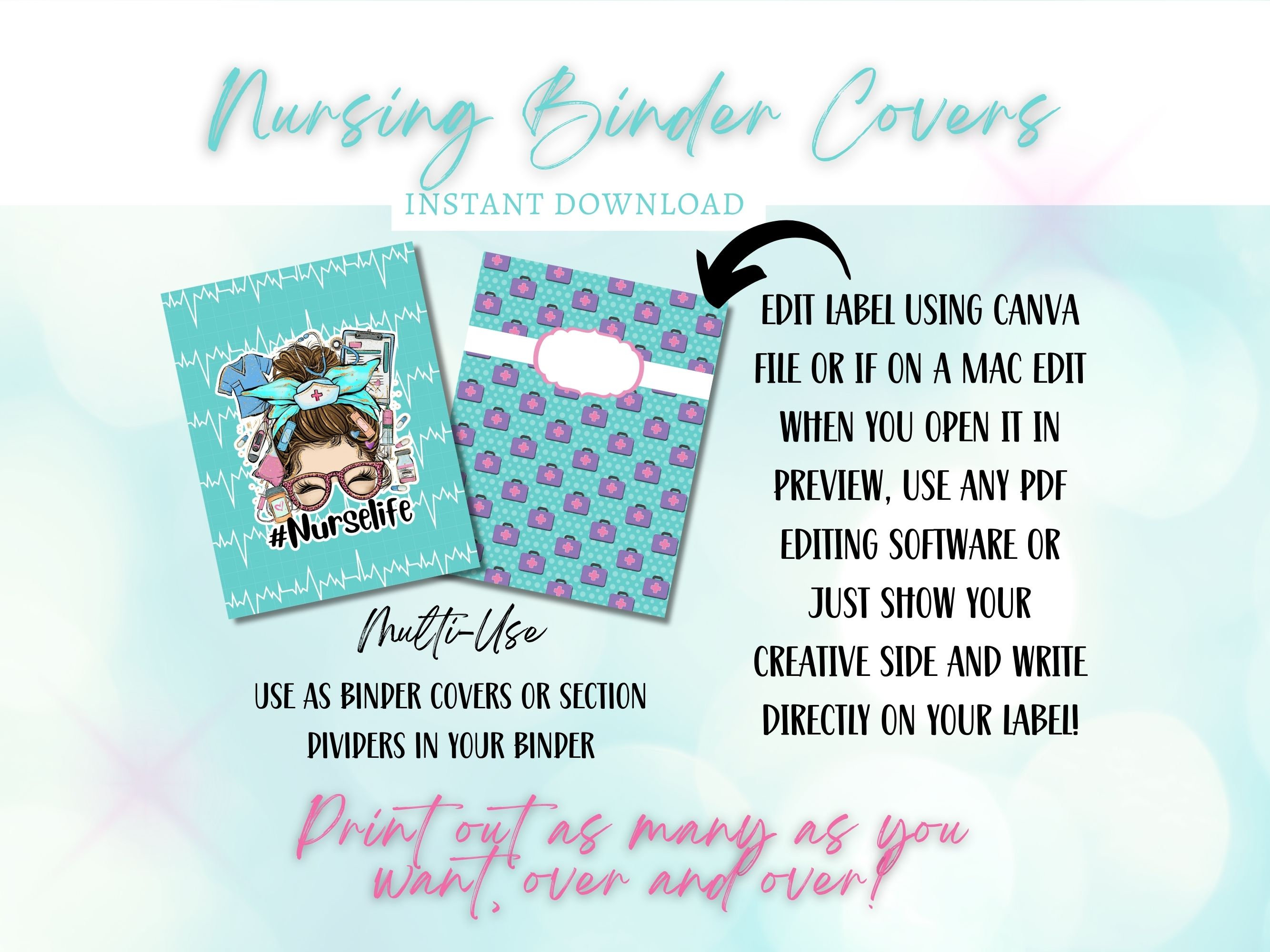 PRINTABLE BINDER COVERS Print at Home Cover for Binder Nursing Students ...