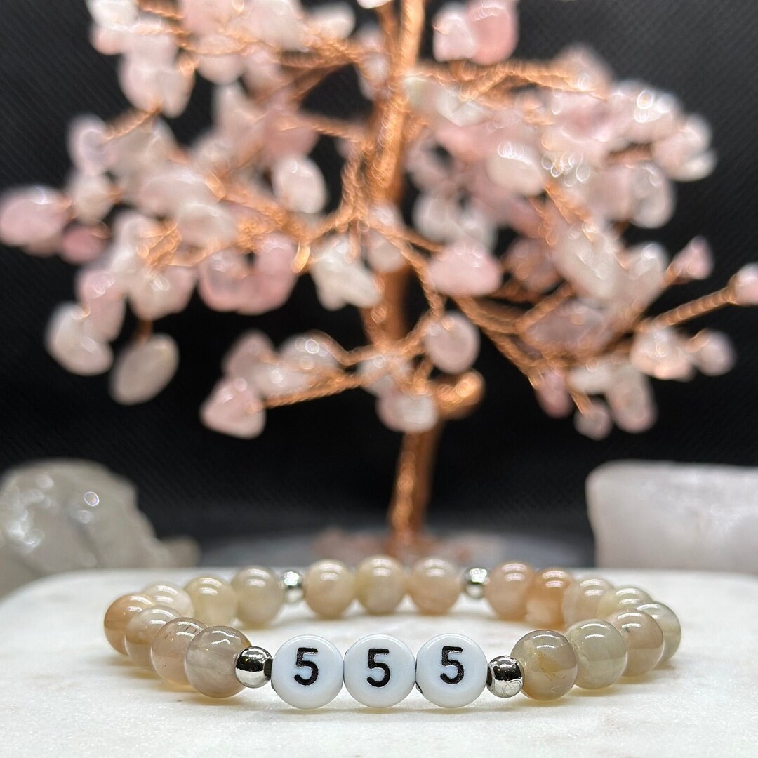 Angel Number 555 Moonstone Crystal Bracelet With Silver Accent Beads - Etsy